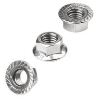 China Round Self Locking Hex Flange Nut With Serrated Stainless Steel M8 M10 M12 Polishing for sale