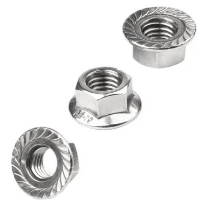 China Round Self Locking Hex Flange Nut With Serrated Stainless Steel M8 M10 M12 Polishing for sale