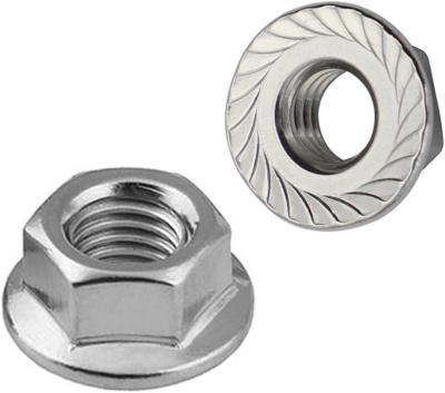China Hex Serrated Flange Nut M10 Stainless Steel Weld Hexagonal Flange Nuts Bright Polishing for sale