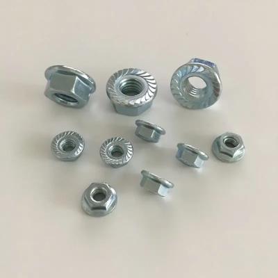 China Blue White Zinc Carbon Steel Stainless Steel Din6923 Hex Flange Nuts for sale