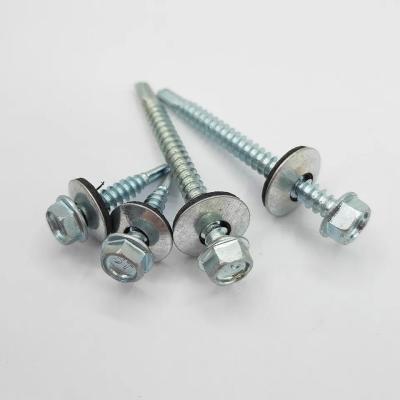China Hex Washer Head Self Drilling Screw #12-24 UNF Thread Carbon Steel + Zinc Plating Steel Stud Framing Self drilling for sale