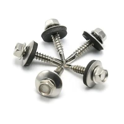 China Stainless Steel 410 Hex Head Building Roofing Tek Screws Self Drilling Screws With Bonded EPDM Rubber Washer for sale