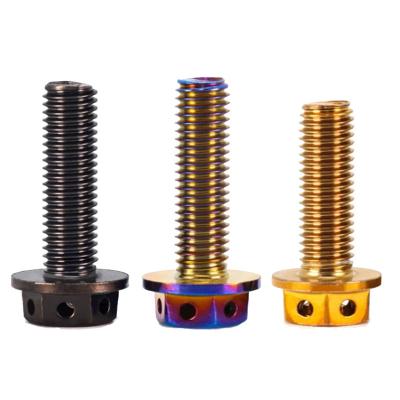 China Titanium Alloy Steel Anodized Hex Serrated Flange Bolt With Full Thread M8 M10 M12 Gr2 Gr5 for sale