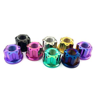 China Titanium Alloy Hex Flange Nut Gr5 Ti6 CT4 Motorcycle M5-M14 CNC Hexagon Head Nuts for sale