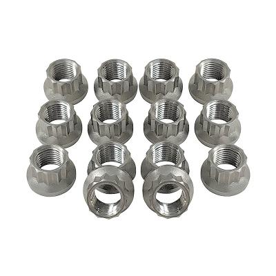 China Custom Titanium Wheel Lug Nuts Stainless Steel 12 Point Flange Nut for sale