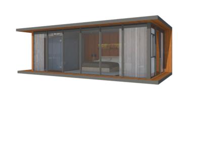 China Beautiful Steel Prefab Homes With Tempered Glass Curtain Wall Door Prefab Villa for sale
