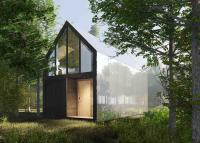 China Dark Gray Taupe Prefab Loft Homes Size L8700*W4000*H5600mm For Garden Villas for sale