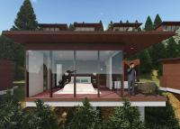 China Cottage Prefab Timber Homes , Prefabricated Wooden Houses With Open Area Bathroom for sale