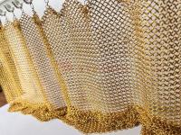 China 0.8x7mm Gold Color Stainless Steel Ring Mesh Curtain for Space Divider and Architectural Decor for sale