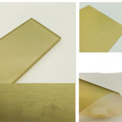 China Gold Metallic Mesh Fabric Laminated Glass for sale