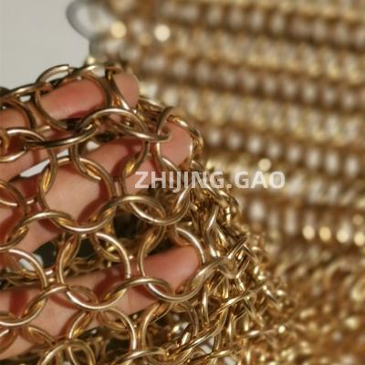 China 15 Mm Gold Color Architectural Chainmail Mesh for sale