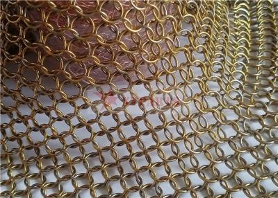 China 7mm Stainless Steel Ring Mesh Curtain Brass Color For Architecture for sale