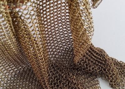 China Brass Color Chainmail Mesh Curtain with 0.53mm Wire and 3.81mm Ring Diameter for Interior Decoration for sale