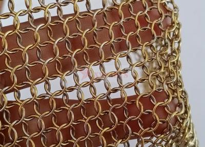 China Brass Color 0.8x7mm Stainless Steel 316 Metal Ring Mesh Curtain for Interior Decoration for sale