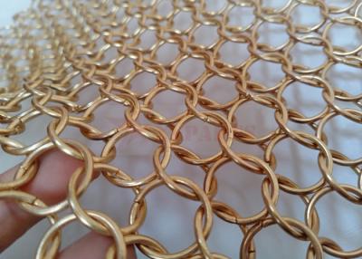 China Gold Color Chainmail Mesh Fabric 1.5x15mm for Room Partition Divider Curtain for sale