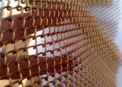 China Corrosion Resistant Coil Metal Mesh Curtains Gold Color For Interior Decoration for sale