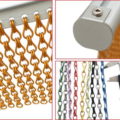 China Aluminum Chain Link Ceiling Mesh Curtain with Double Hooks for sale