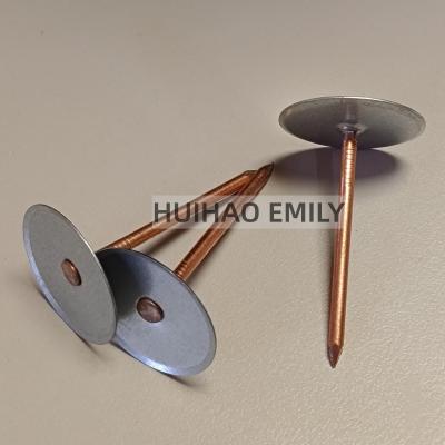 China 30mm Base Copper Coated Cup Head Pins Are Used For Fastening Fiberglass Duct for sale