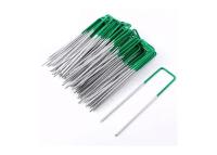China 175mm Green Paint Steel U Type Insulated Staple For Fixing Garden Landscape for sale