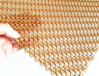 China Crimped Wire Decorative Stainless Steel Woven Mesh Gold Color 5mm Wrap Pitch for sale