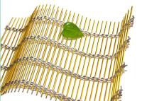 China Office Partitions Architectural Wire Mesh Made Of Gold Color Rod With SS Cables for sale