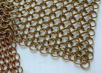 China Copper Color Chainmail 1mm Metal Ring Mesh For Interior And Exterior Curtain for sale