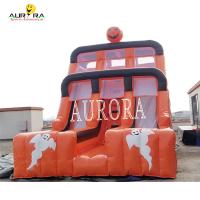 China Orange Inflatable Water Slide With Pool Bounce House For Summer for sale