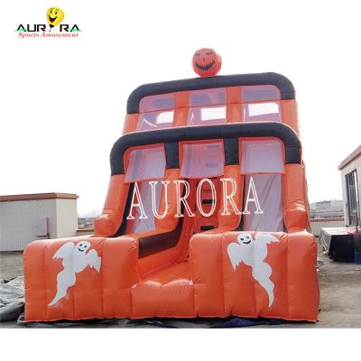 China Orange Inflatable Water Slide With Pool Bounce House For Summer for sale