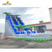 China Blue And Gray Outdoor Inflatable Slide Combo With Bounce House For Kids for sale