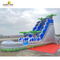 China Blue And Gray Outdoor Inflatable Slide Combo With Bounce House For Kids for sale
