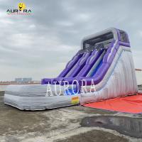 China Custom Purple Gray Inflatable Water Slide With Climbing Wall For Adventure Seekers for sale