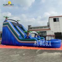 China Blue Dual Lane Inflatable Water Slide PVC Kids Backyard Inflatable Slide for sale