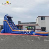 China Blue Inflatable Slip And Slide For Outdoor Playground With Pool for sale