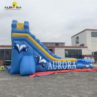 China Waterproof Blue Giant Inflatable Slide With Splash Pool Summer Fun Guaranteed for sale
