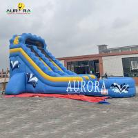 China Waterproof Blue Giant Inflatable Slide With Splash Pool Summer Fun Guaranteed for sale