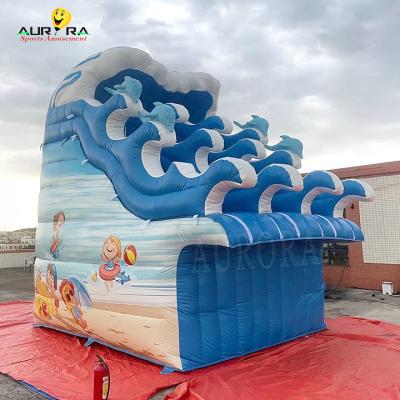 China ODM Blue And White Inflatable Water Slide Castle With Basketball Hoop for sale