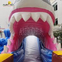 China Blue Shark Inflatable Water Slide Bounce House For Birthday Celebrations for sale