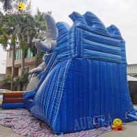 China Blue Shark Inflatable Water Slide Bounce House For Birthday Celebrations for sale