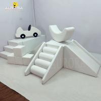China Kids White Soft Play Equipment Playground Ball Pool Pit With Slide for sale