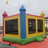 China Jumping Inflatable Bounce House With Air Blower Yellow Blue Green Red for sale