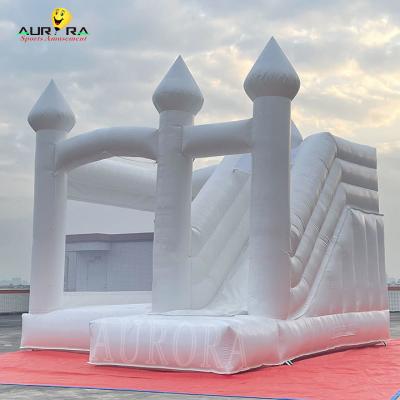 China Customized Inflatable Bouncy Castle With Slide Wedding White Bounce House for sale