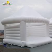China Adults Wedding White Inflatable Bouncy Castle PVC Custom Logo With Top Roof for sale