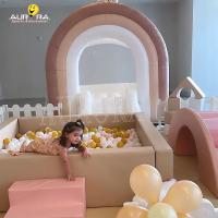 China White Brown Pink Inflatable Soft Play Equipment Playground Ball Pit With Slide for sale