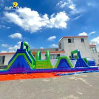 China Adult Inflatable Obstacle Race Blue Green For Crazy Beast Newcomer Training Camp for sale