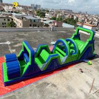 China Adult Inflatable Obstacle Race Blue Green For Crazy Beast Newcomer Training Camp for sale