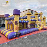 China Commercial Inflatable Obstacle Course With Slide Waterproof Yellow Purple Color for sale