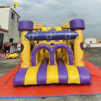 China Commercial Inflatable Obstacle Course With Slide Waterproof Yellow Purple Color for sale