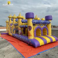 China Commercial Inflatable Obstacle Course With Slide Waterproof Yellow Purple Color for sale