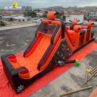 China Outdoor Giant Commercial Obstacle Course Inflatable Halloween Pumpkin Themed for sale
