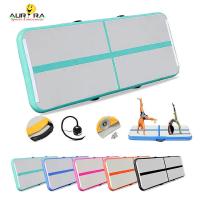 China Blue Inflatable Gymnastics Tumbling Mat Air Floor Tumble Track Customized for sale